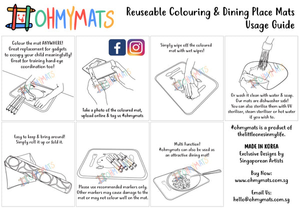 #ohmymats 三轮车 Trishaw - Small Reuseable Colouring & Dining Place Mat ...